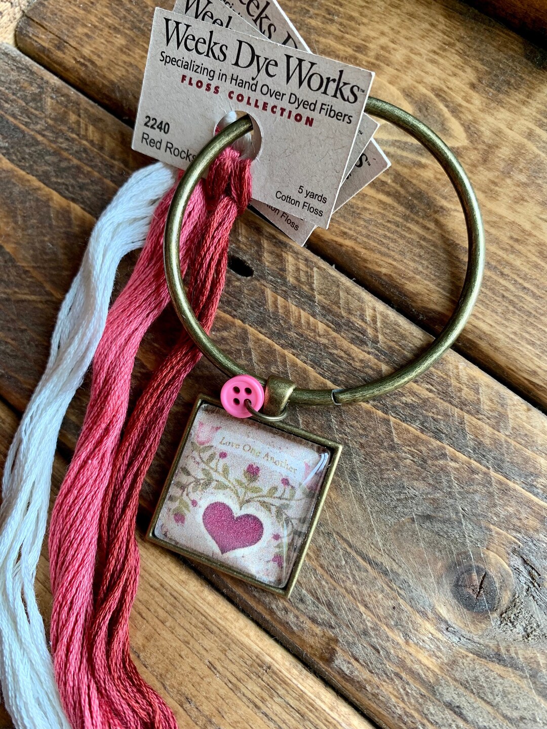 Vintage Valentines Day Thread Keep, Antique Love Floss Ring, Love ...