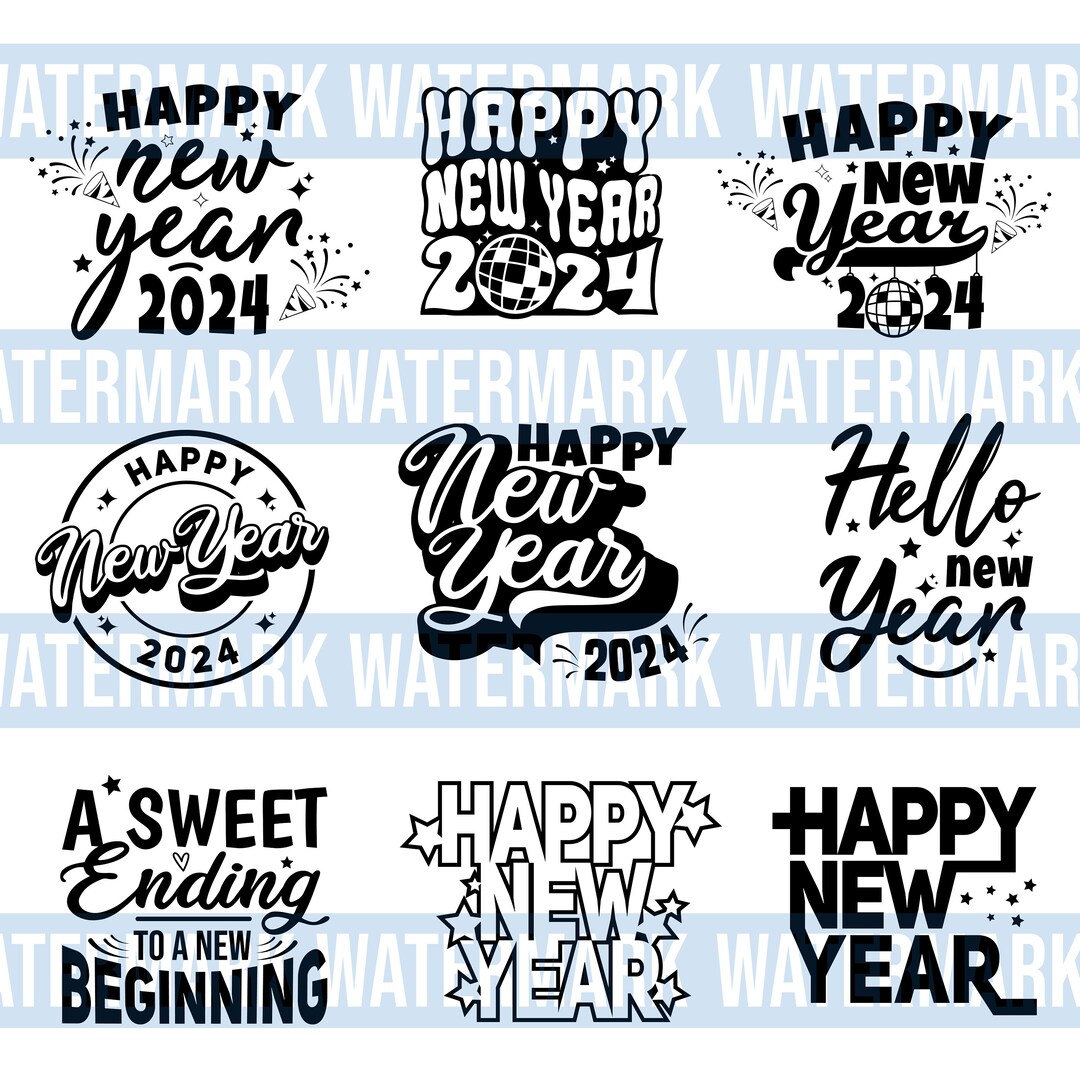 New Year SVG, New Year 2024, Silhouette Cut File, Handwritten Font, New ...