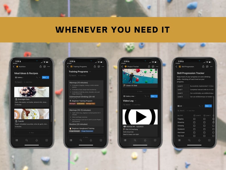 Climbing Progression Planner Notion Template | Rock Climbing ...