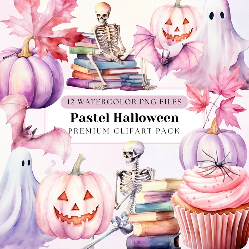 Pastel Halloween Clipart Pack, High-quality PNG Files, Transparent ...