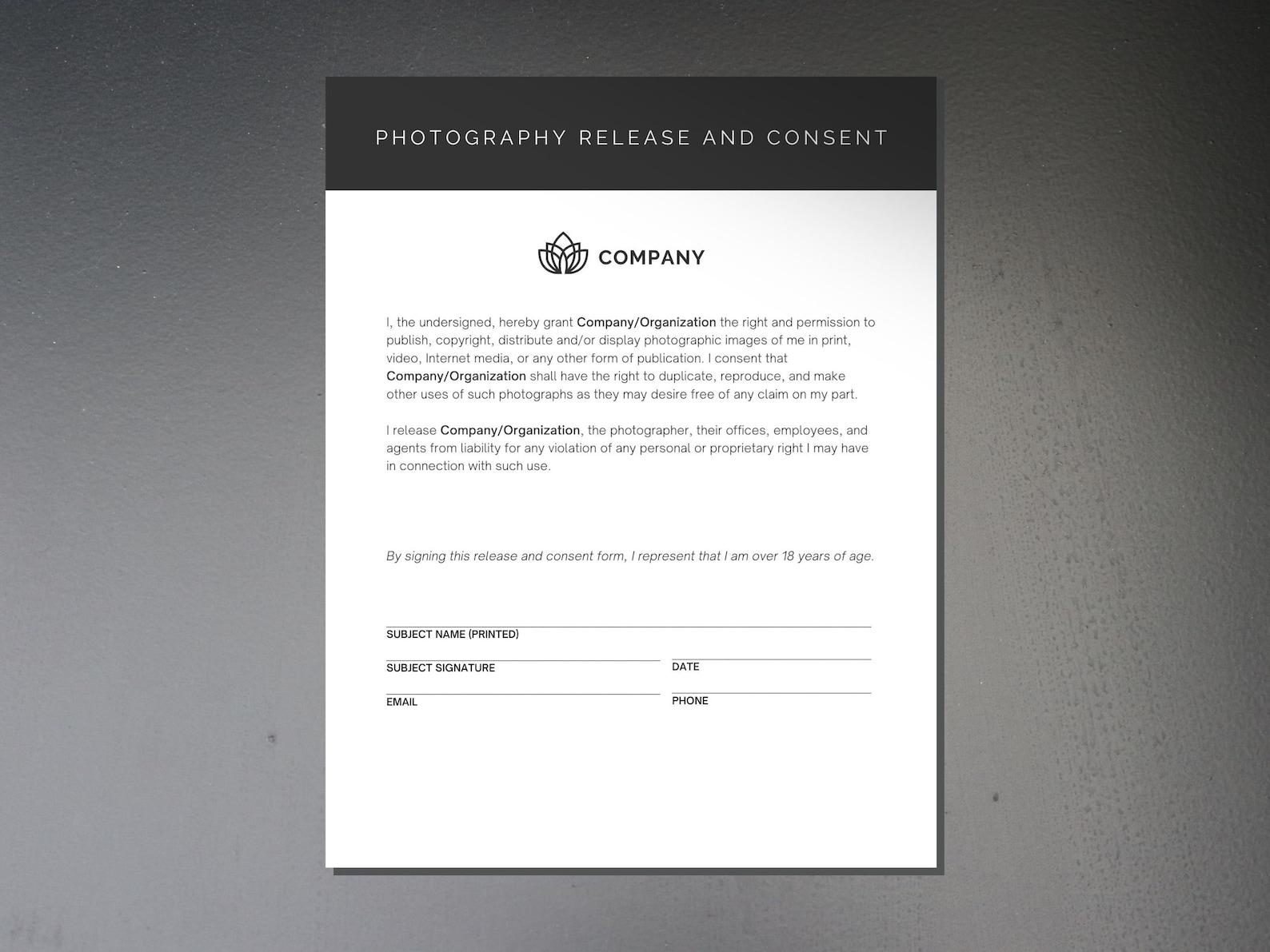 General Photo Consent Form Template | Edit in Canva | Simple and ...
