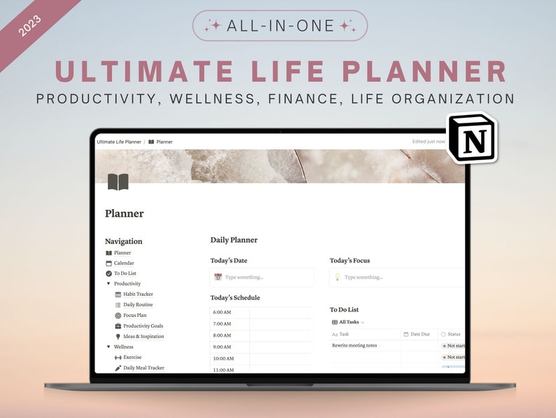 Ultimate Life Planner Notion Template 2024 Productivity Goals, Health ...