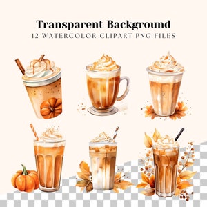 Pumpkin Coffee Clipart Pack, High-quality Pngs, Transparent Background ...