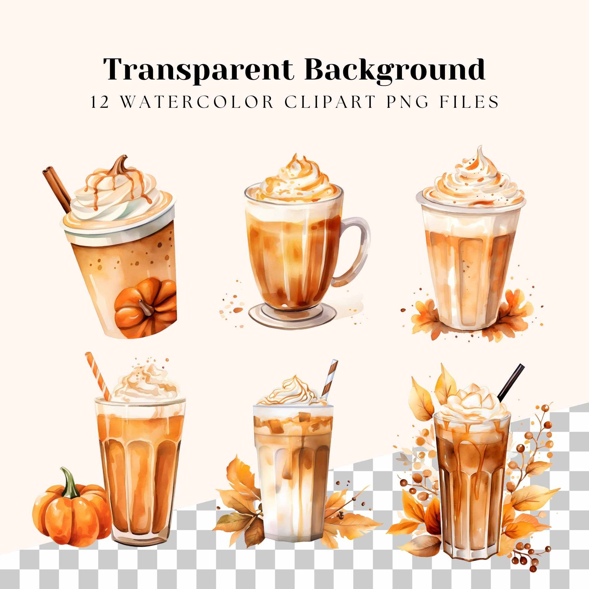 Pumpkin Coffee Clipart Pack, High-quality Pngs, Transparent Background ...