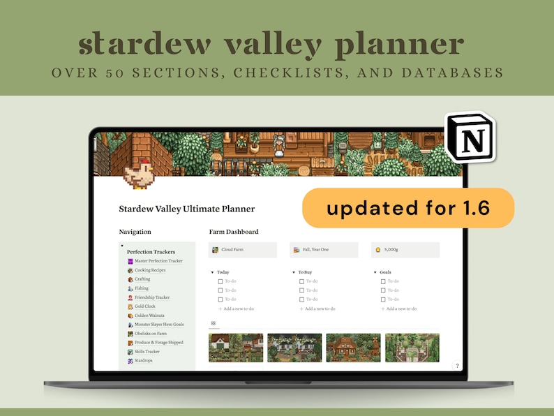 Stardew Valley UPDATED V1.6 Notion Template, 1000+ Items, 50+ Sections ...