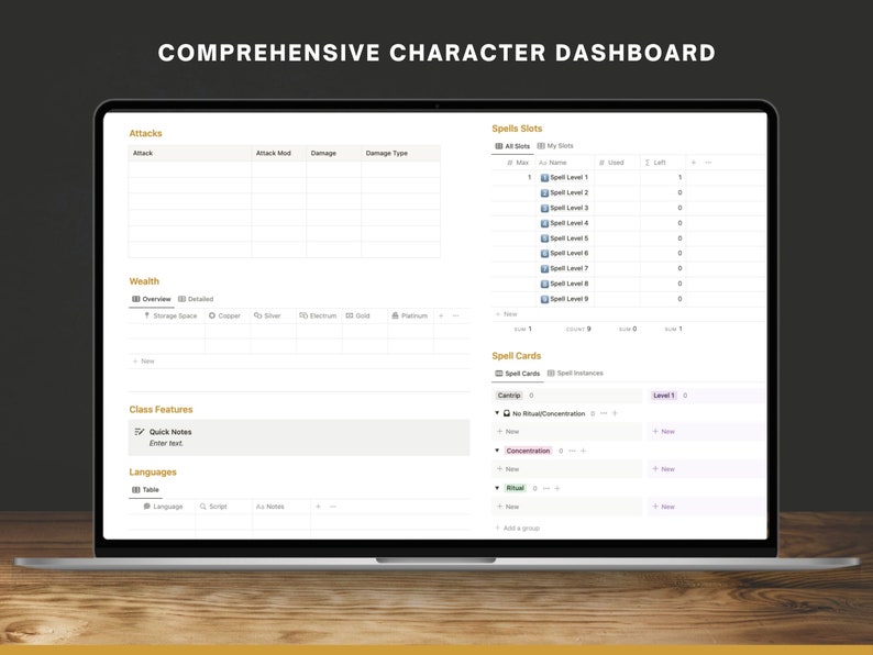 Dnd Character Journal Notion Template | Session Log & Character Sheet W ...