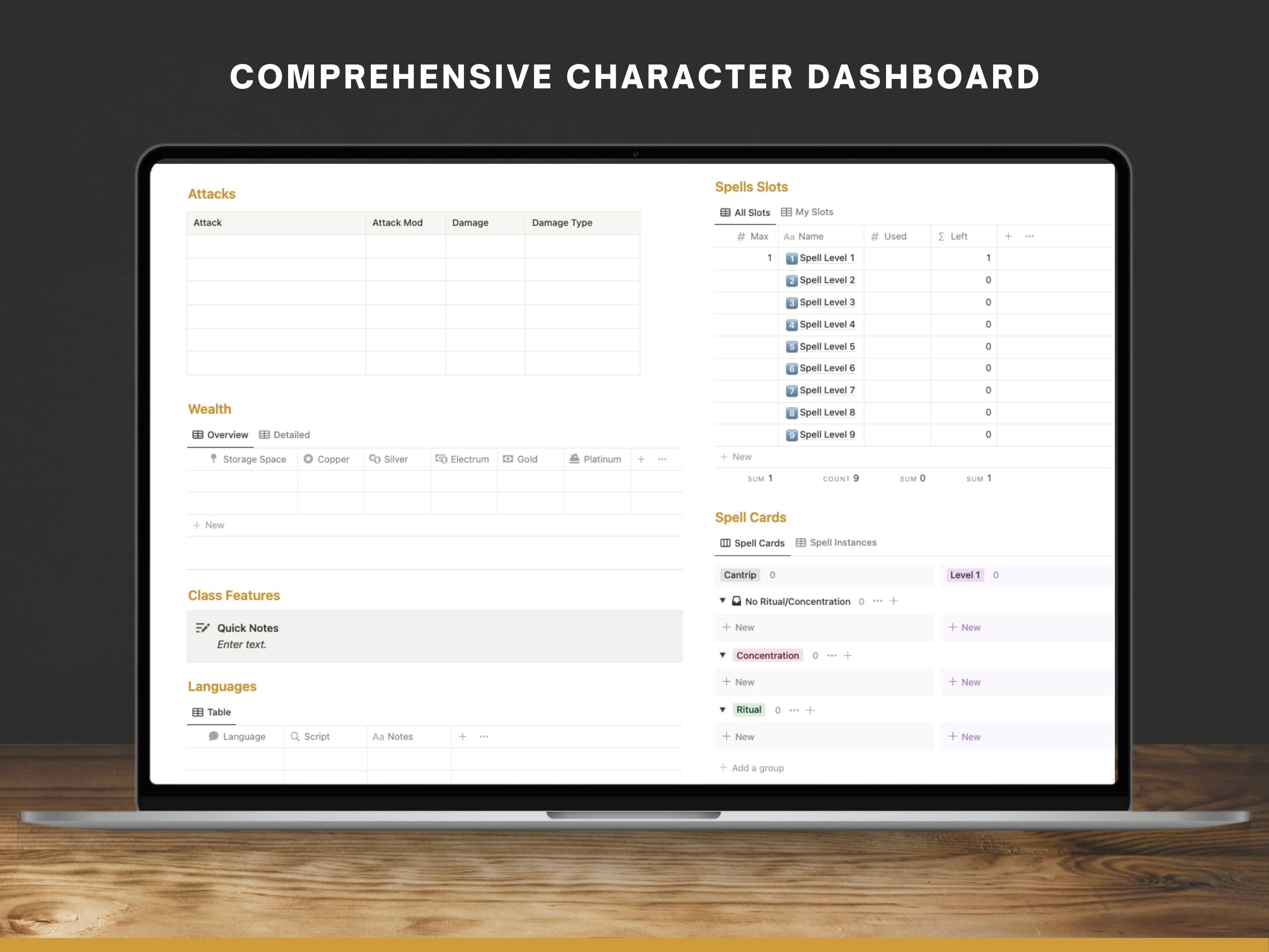 Dnd Character Journal Notion Template | Session Log & Character Sheet W ...