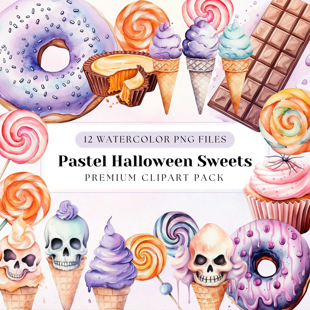Pastel Halloween Sweets Clipart Pack, High-quality Pngs, Transparent ...