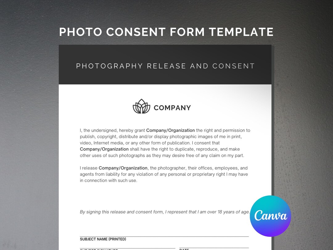 General Photo Consent Form Template | Edit in Canva | Simple and ...