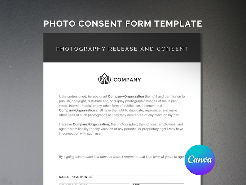 General Photo Consent Form Template | Edit in Canva | Simple and ...
