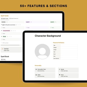 Dnd Character Journal Notion Template | Session Log & Character Sheet W/ Spell Cards and ...