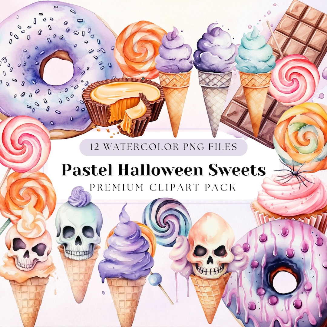 Pastel Halloween Sweets Clipart Pack, High-quality Pngs, Transparent ...