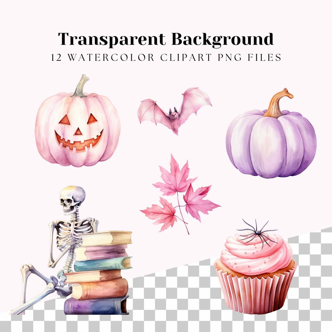 Pastel Halloween Clipart Pack, High-quality PNG Files, Transparent ...