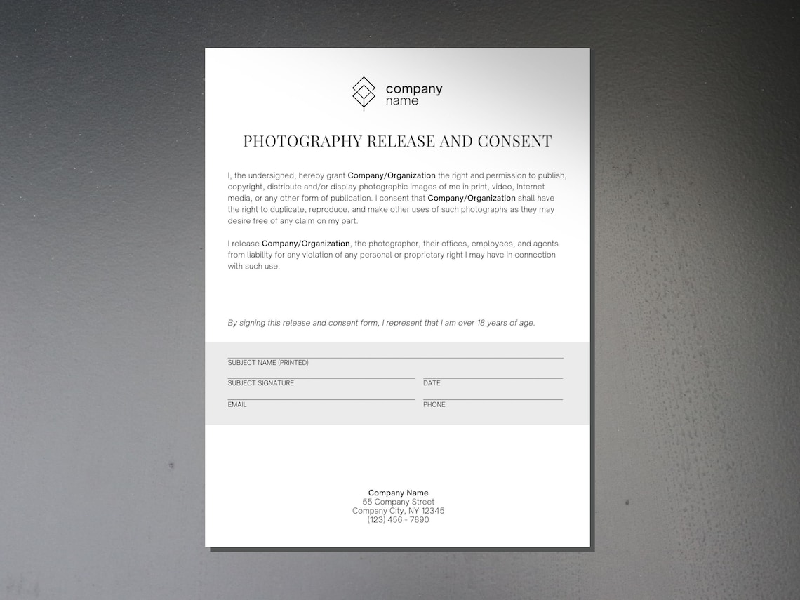 General Photo Consent Form Template | Edit in Canva | Simple and ...