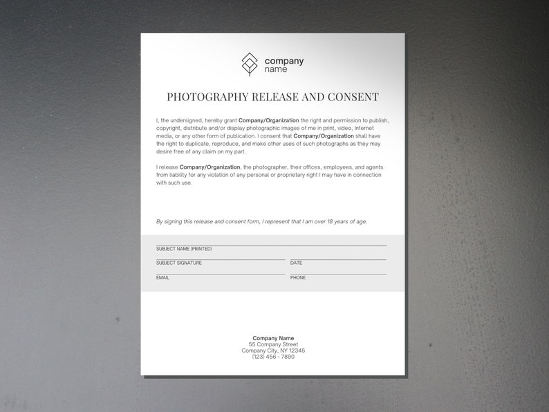 General Photo Consent Form Template | Edit in Canva | Simple and ...