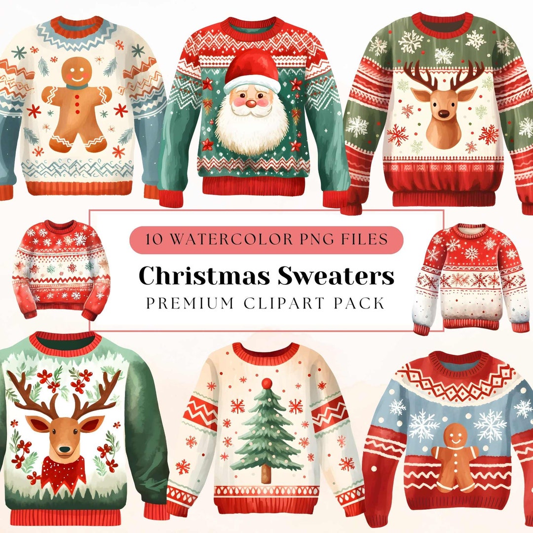 Ugly Christmas Sweater Clipart Pack, High-quality Pngs, Transparent ...