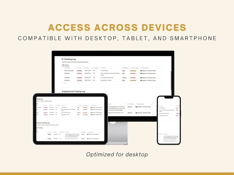Climbing Progression Planner Notion Template | Rock Climbing ...