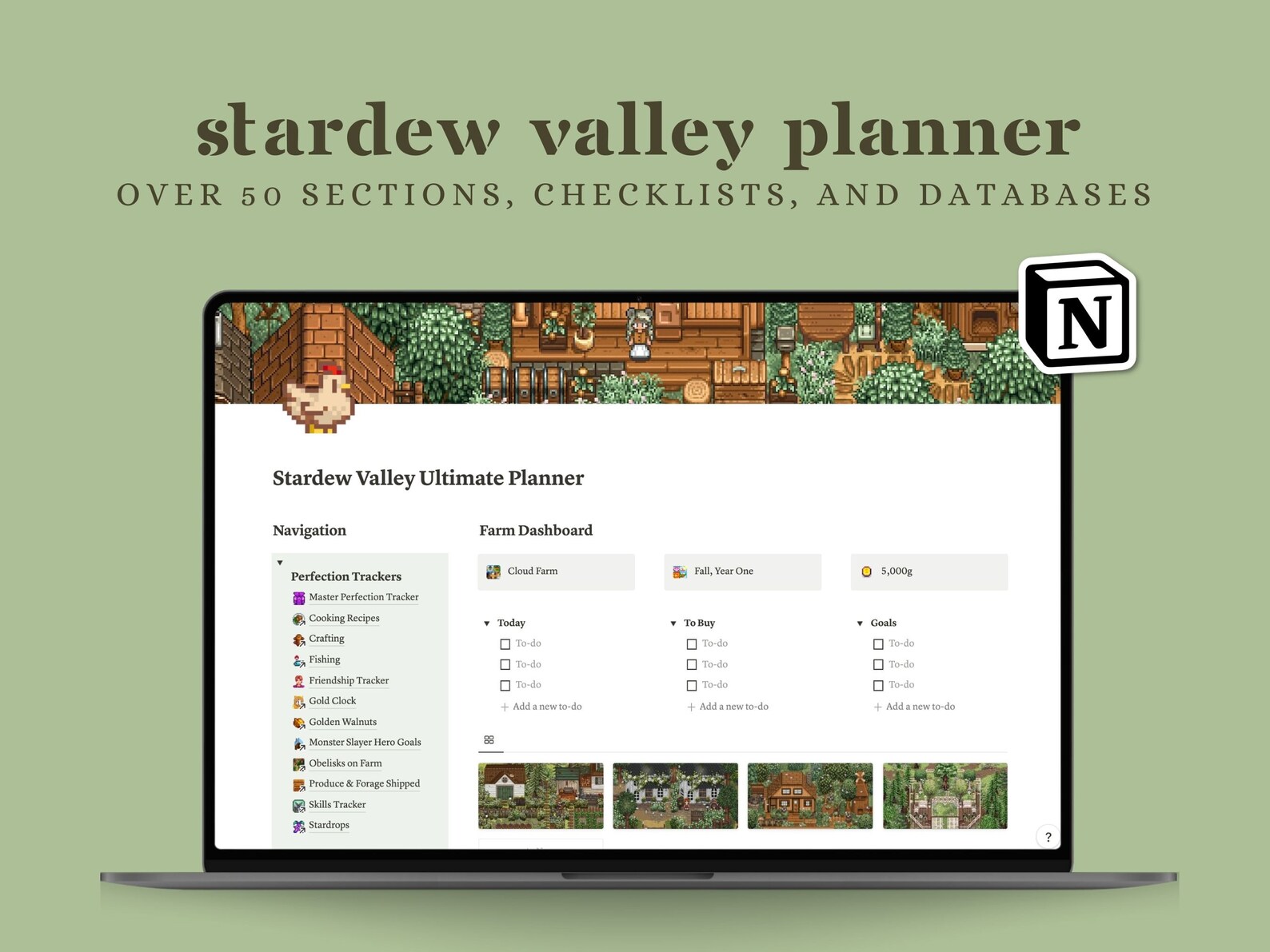ORIGINAL Stardew Valley V1.5 Notion Planner, 1000 Items, 50 Sections ...