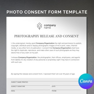 General Photo Consent Form Template | Edit in Canva | Simple and ...
