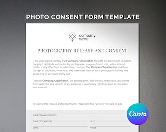 General Photo Consent Form Template | Edit in Canva | Simple and ...