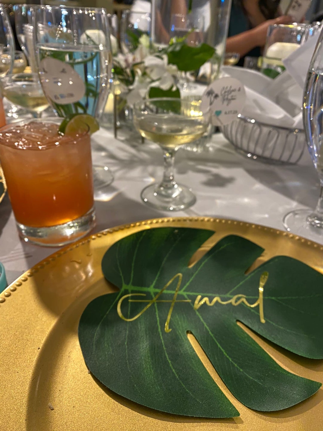 Monstera Leaf Wedding Guest Name Tag - Etsy