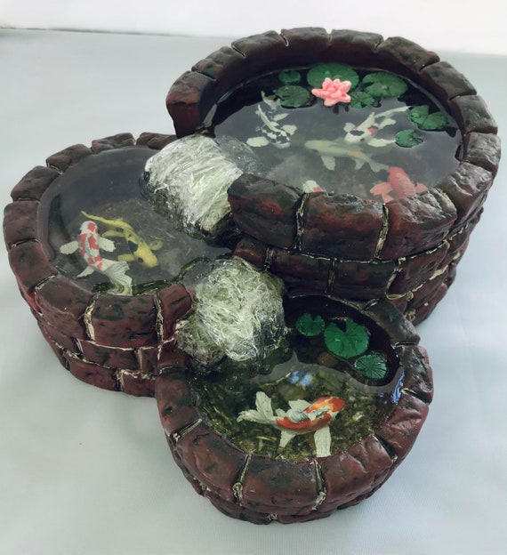 Miniature Koi Pond With Waterfalls Dollhouse 1:12 Scale Fish - Etsy