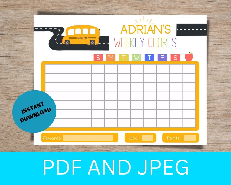 EDITABLE DUO School Chore Chart Printable | Optimistic Cheerful| Kids ...