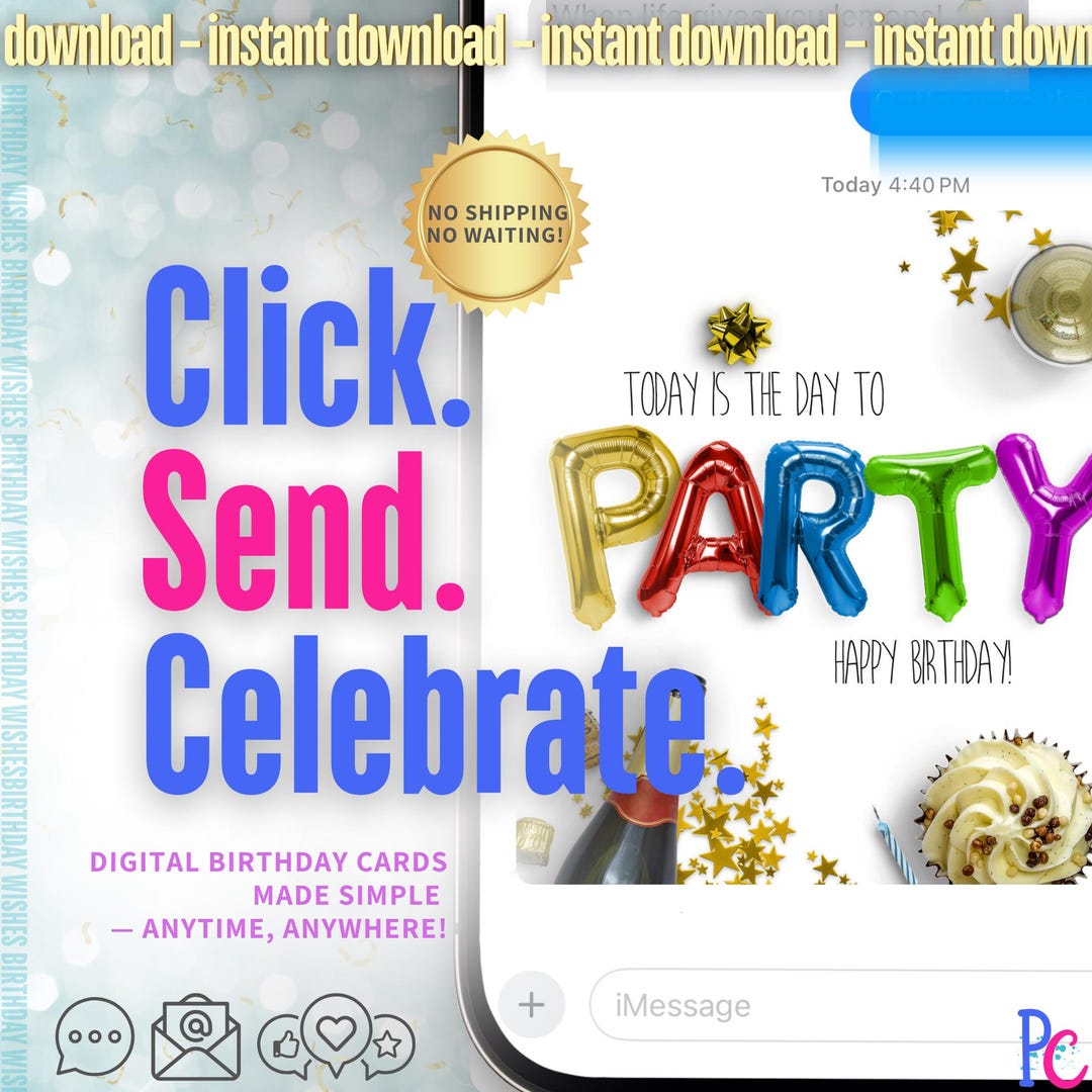 Digital Birthday Card Instant Download Wishes Online Celebration Eco ...