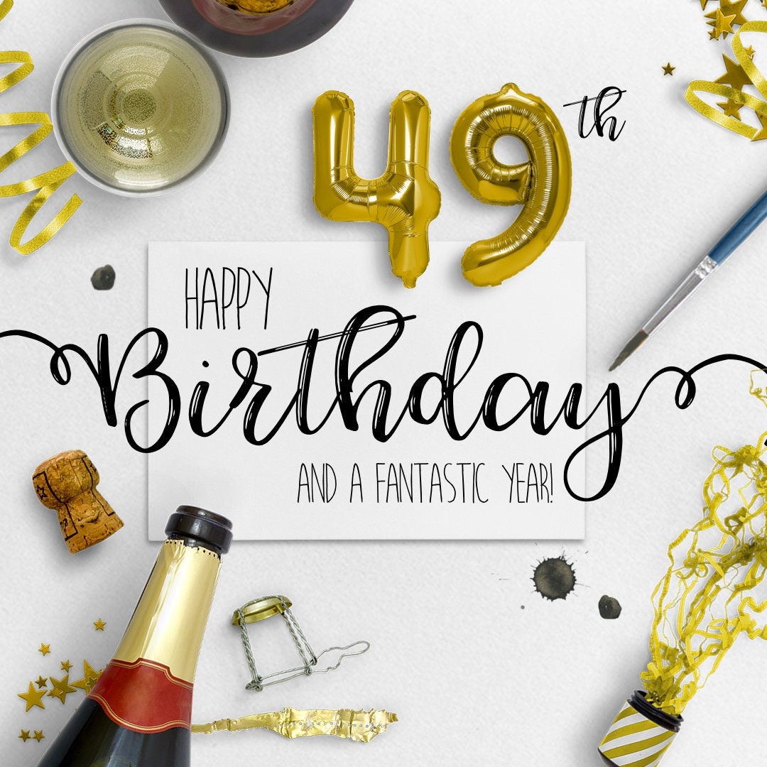 49th Birthday Ecard Digital Birthday Cards Paperless Birthday Card Eco ...