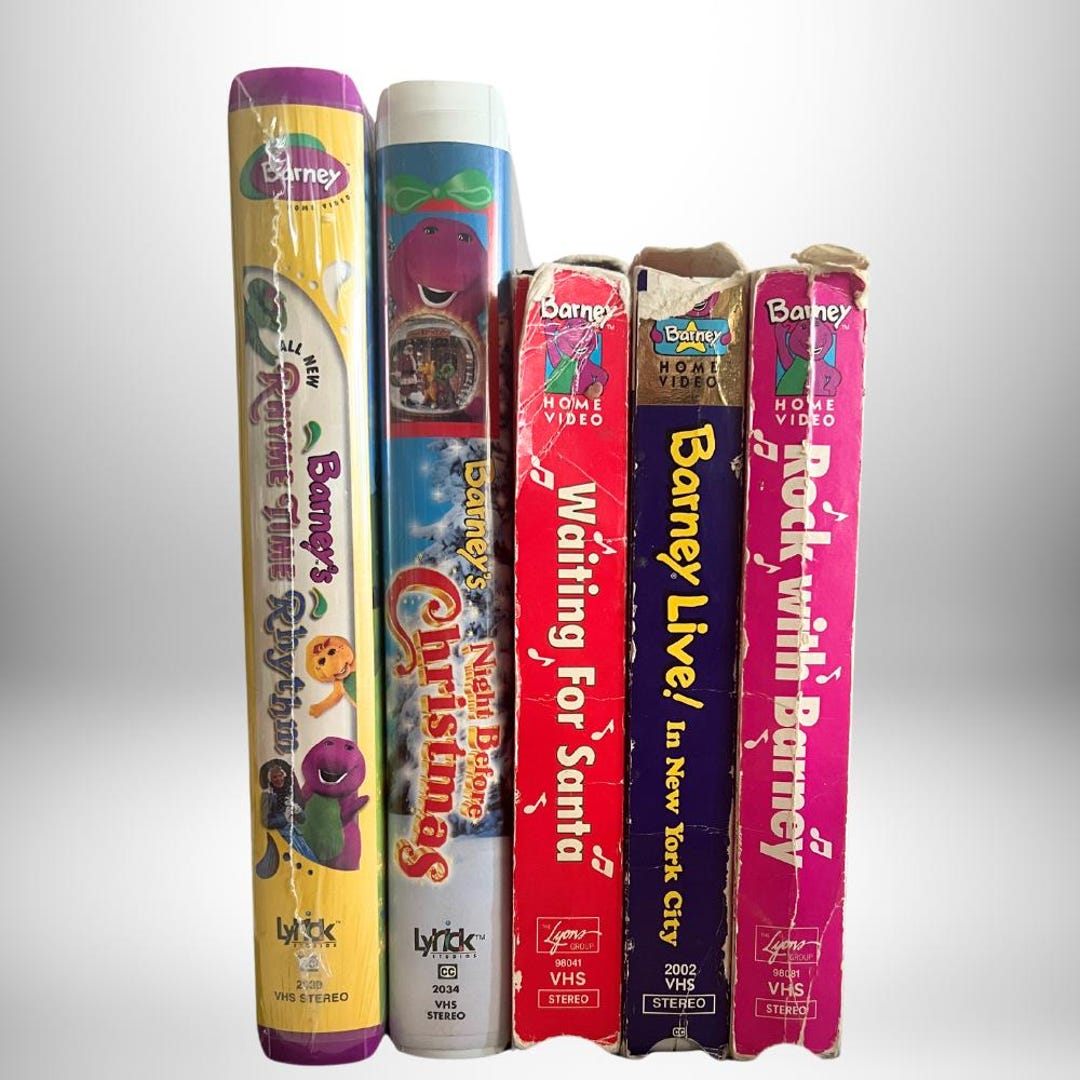Rare BARNEY on VHS Rhyme Time sealed, Waiting for Santa, Barney Live in NYC, Rock With Barney ...