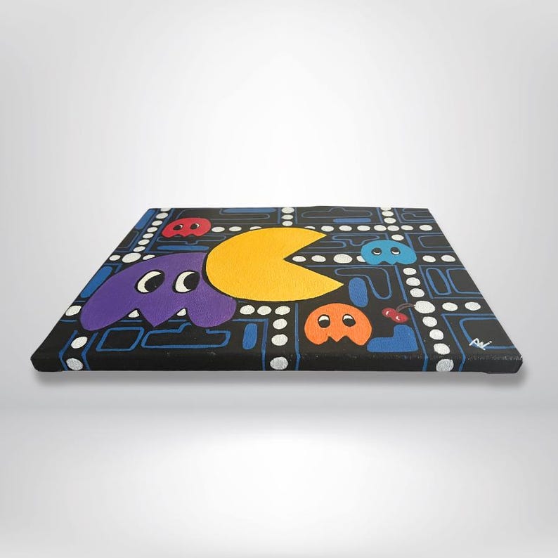 Original Pac-man Acrylic Pop Art Modern Painting - Art by Frankie ...