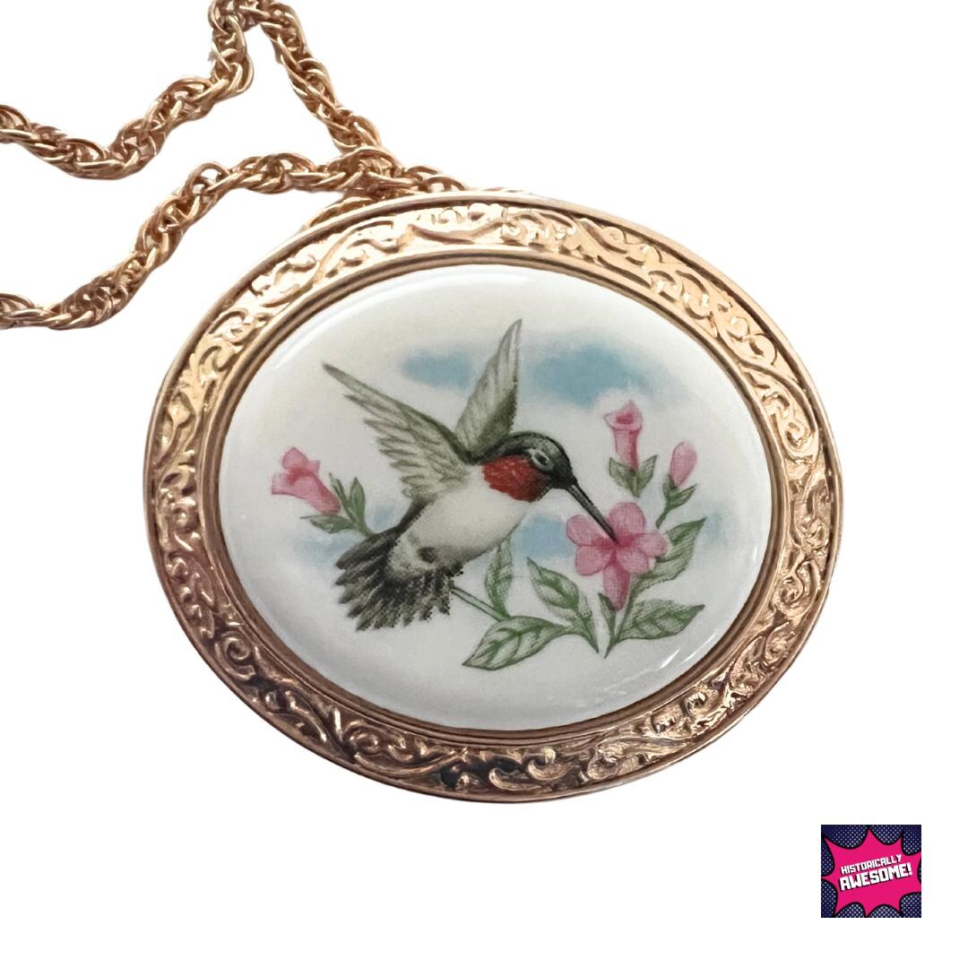 Vintage 1982 Avon Porcelain Hummingbird Pendant Pin: Summer Song Brooch ...