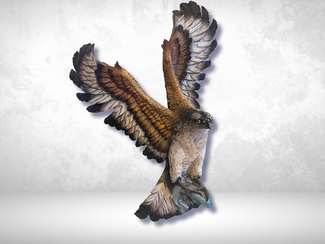 Rare Vintage 70s Bossons Fraser Art Osprey in Flight Fishing Hawk ...