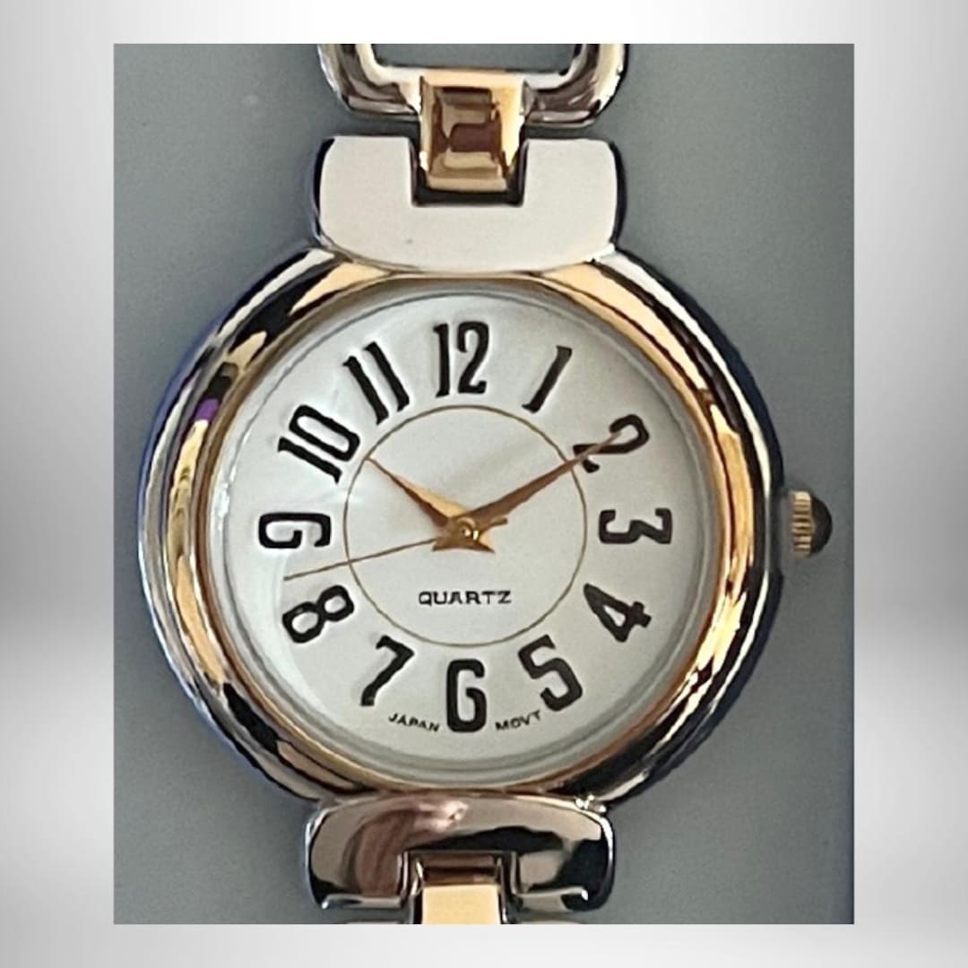 Vintage Two-tone Silver and Gold Easy-to-read Round Face Watch - Avon ...