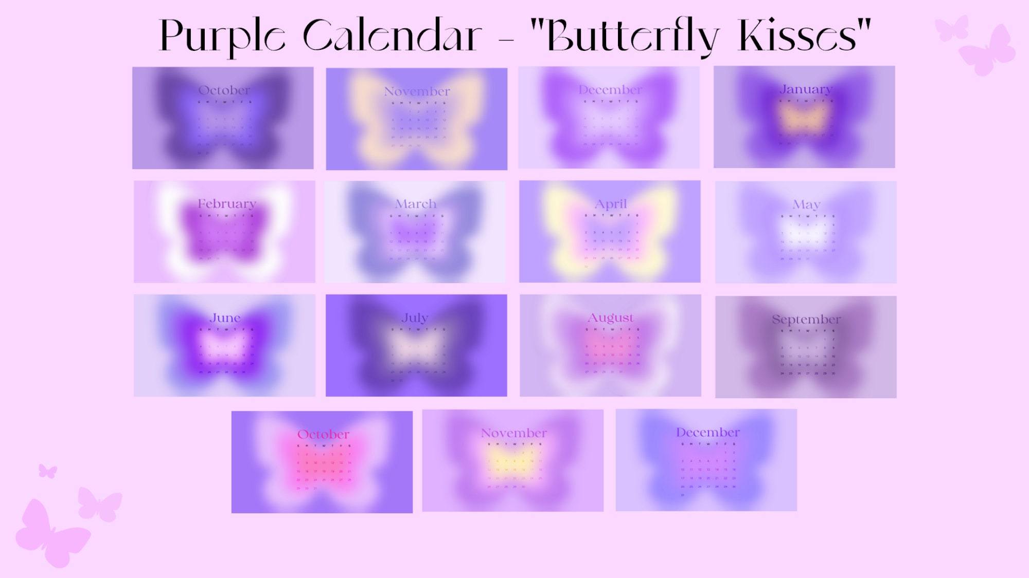 2022-2023 Aura Gradient Calendar Wallpapers - Version 1 - Etsy Australia
