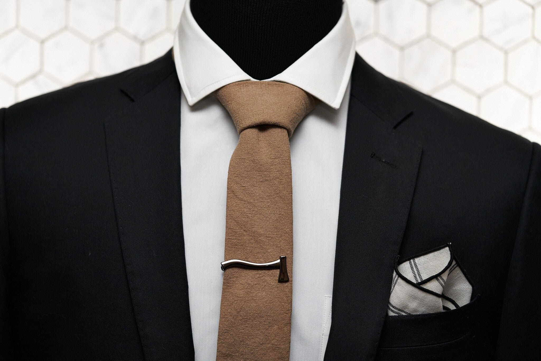 Brown Linen Slim Tie Coffee Creamy Light Tan Bronze Camel Cotton Fabric ...