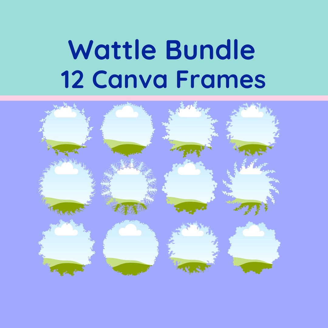Editable Canva Frames in Wattle Flower and Leaf Shapes. Easy Photo Drag ...