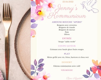 First Communion Menu Template - Etsy