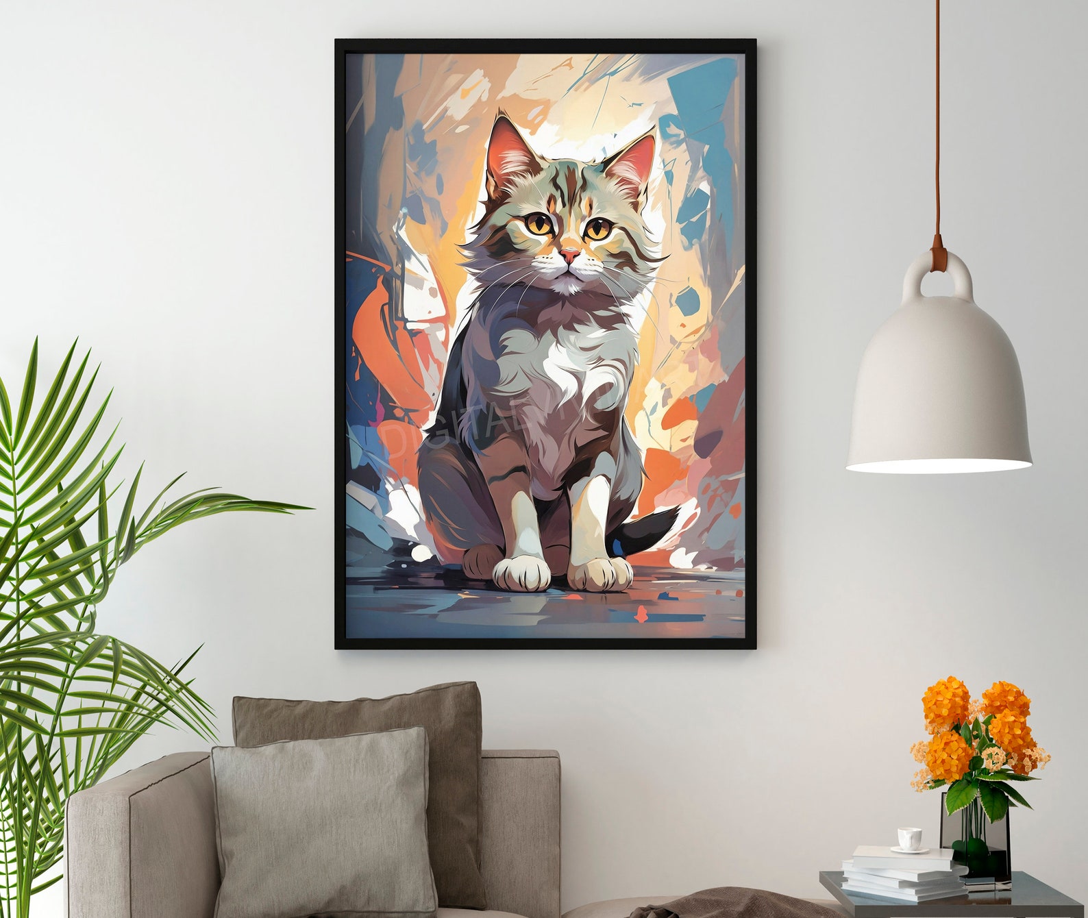 Abstract Expressionism Cat | Digital Art Print | Cat Wall Art ...