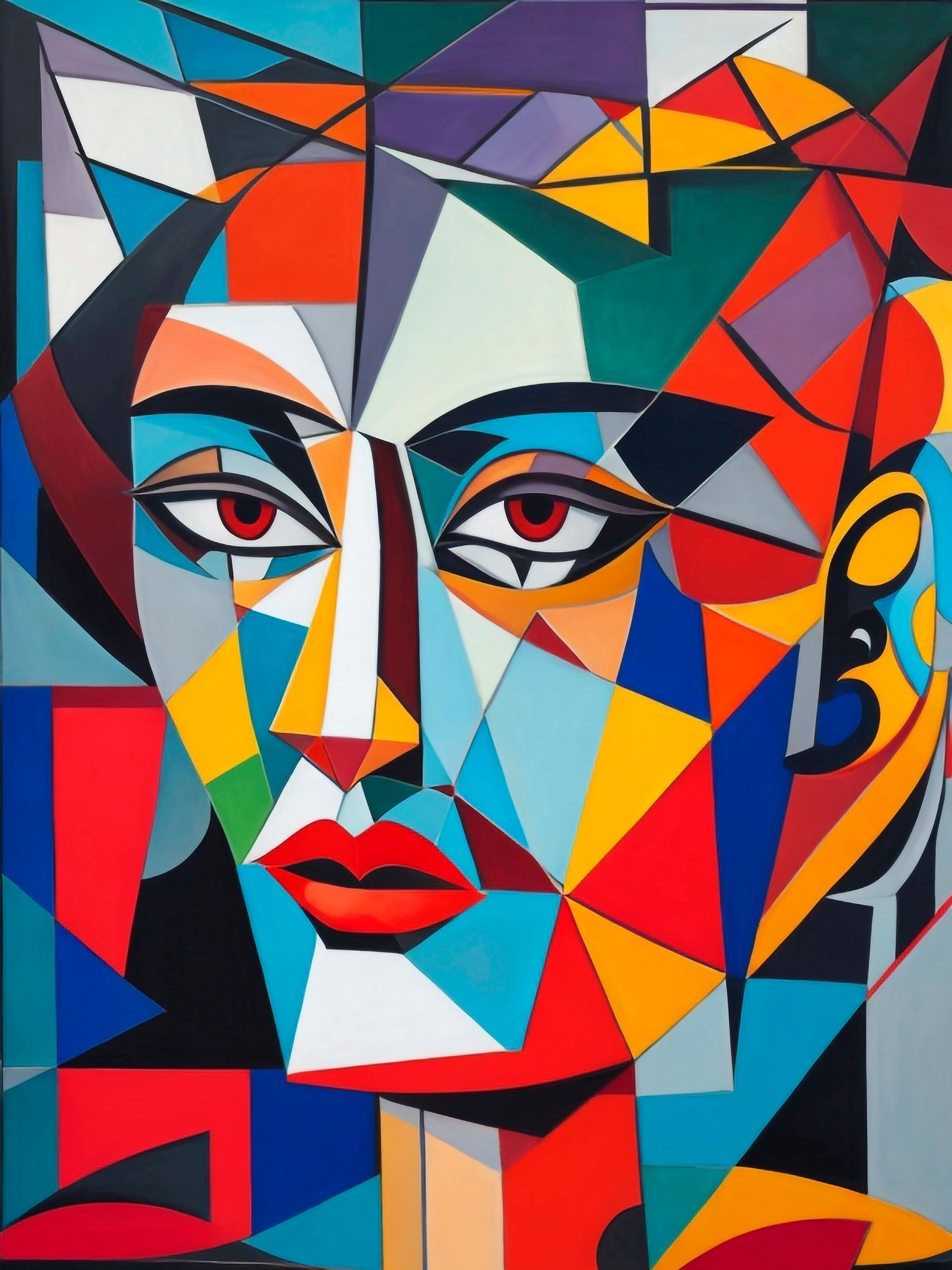 Picasso Style Woman Art | Abstract Woman Digital Print Art | Geometric ...