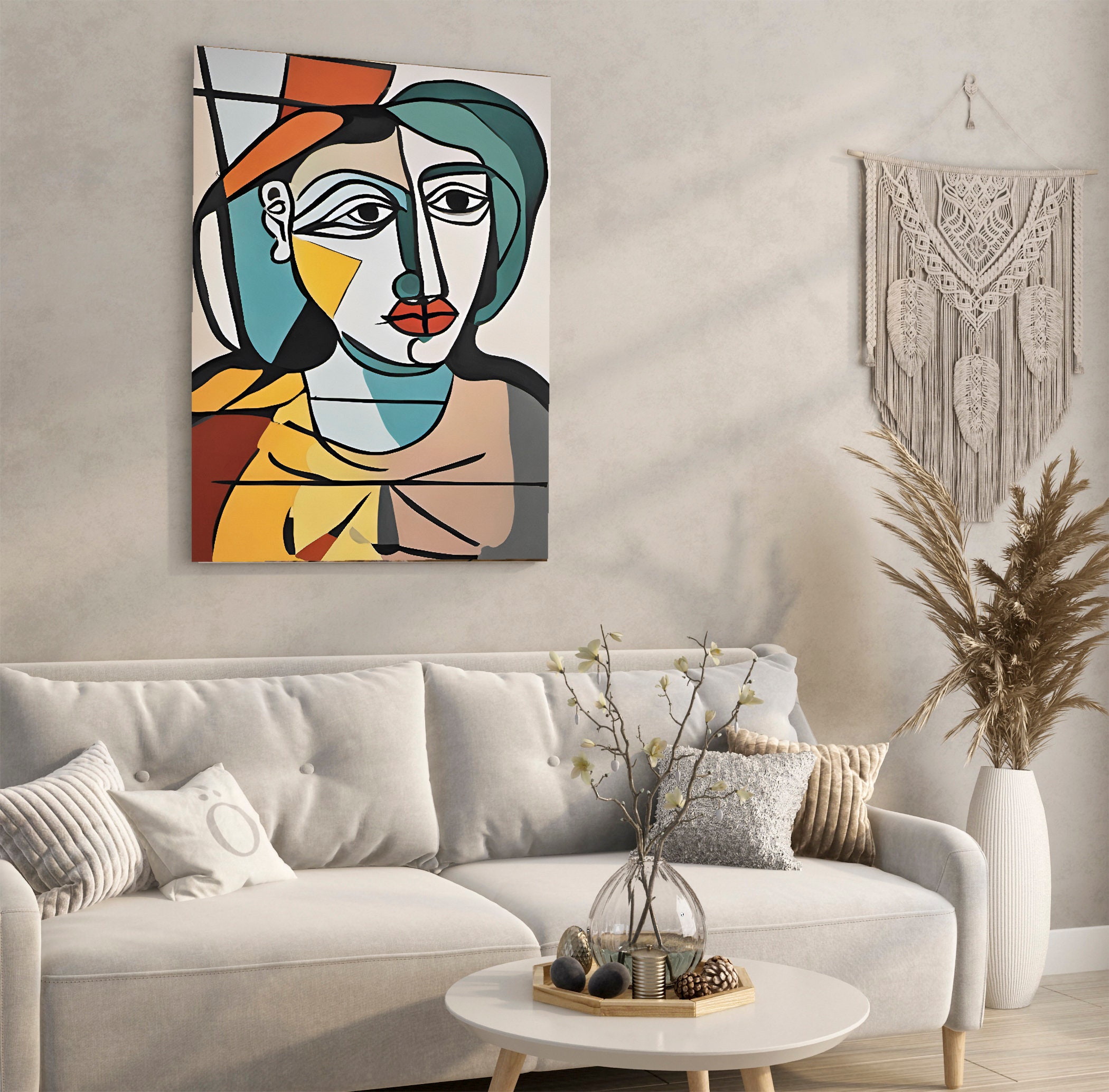 Pablo Picasso Inspired Digital Print Art | Abstract Cubist Wall Art ...