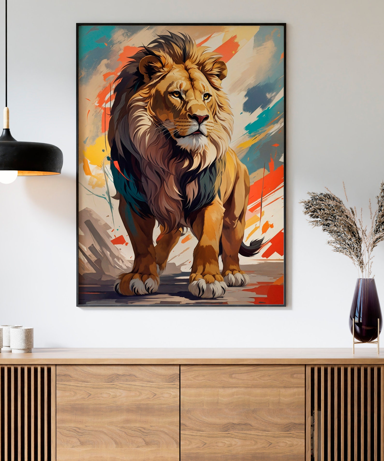 Abstract Lion Digital Art Print | Expressionism Wall Art | Lion Wall ...