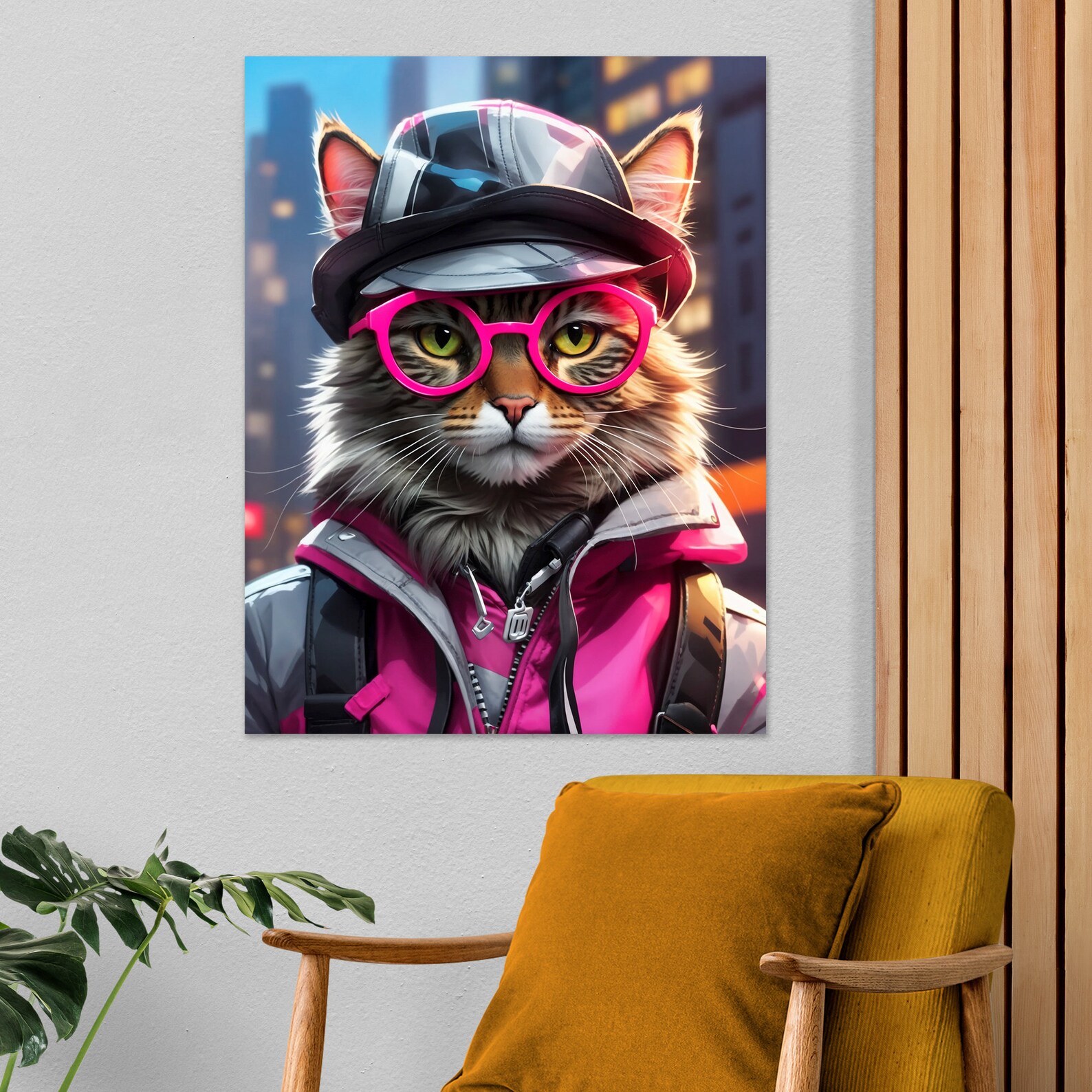 Cyberpunk Cat Digital Print Art | Futuristic Cat | Neon Lights Cat ...
