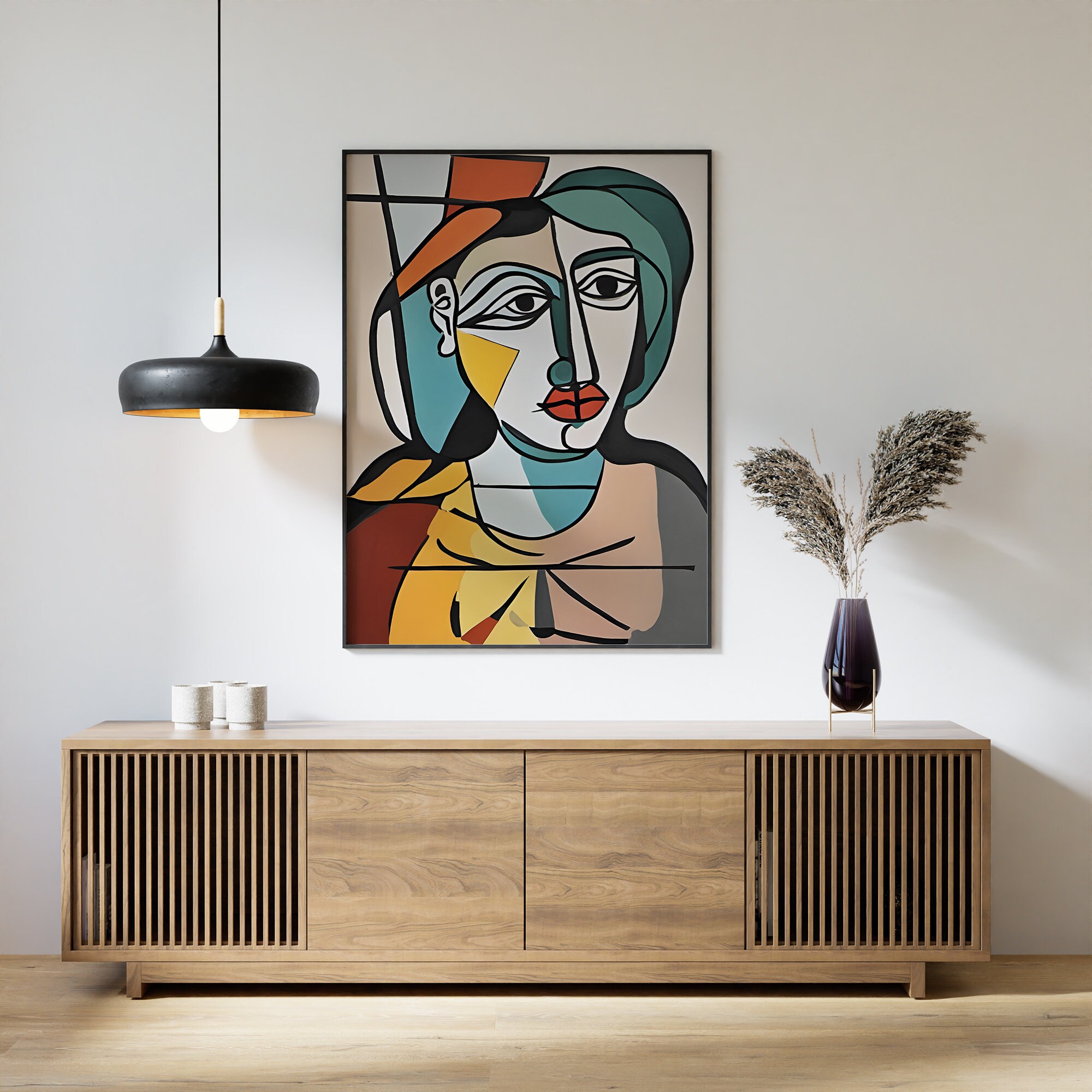 Pablo Picasso Inspired Digital Print Art | Abstract Cubist Wall Art ...