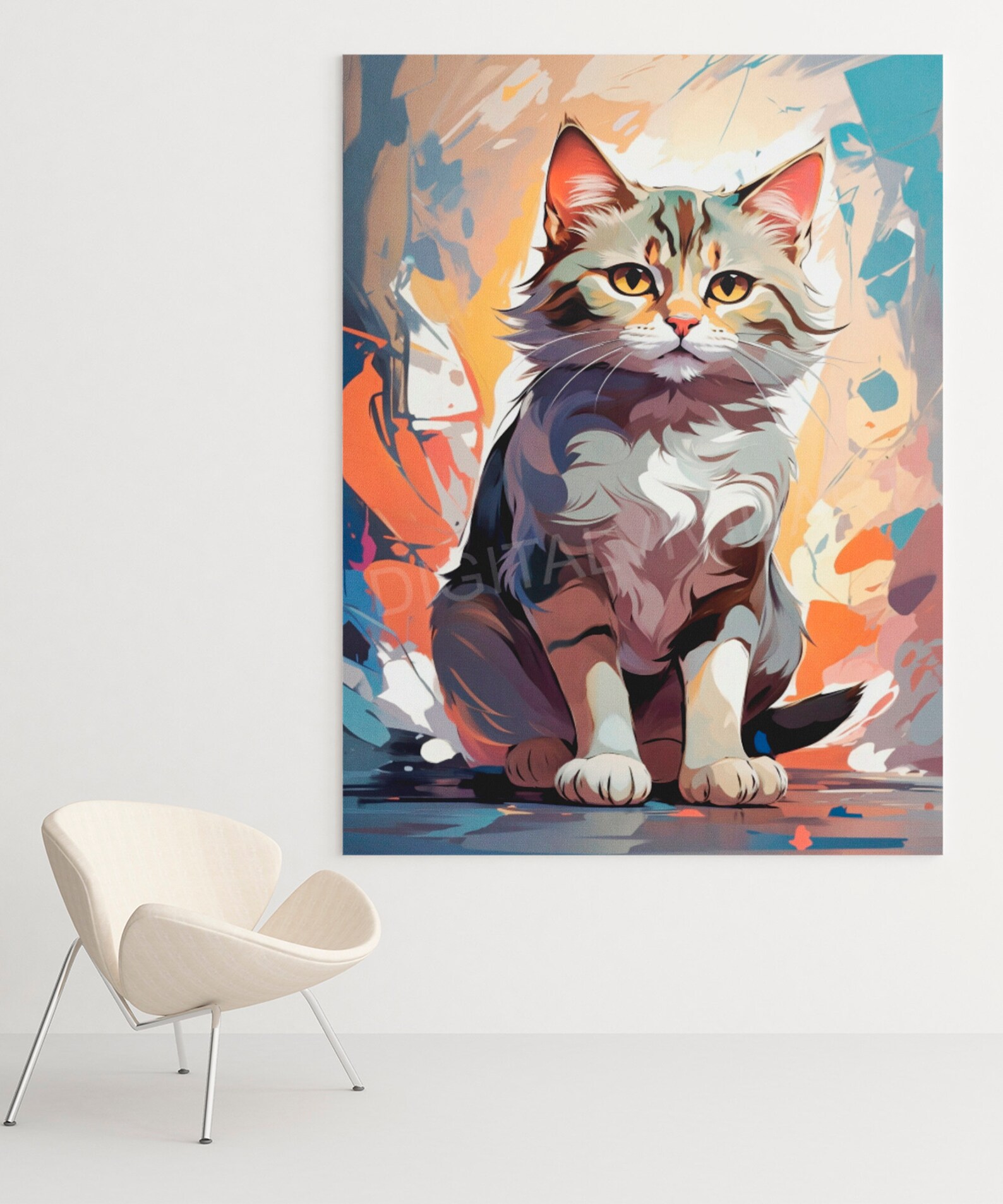 Abstract Expressionism Cat | Digital Art Print | Cat Wall Art ...