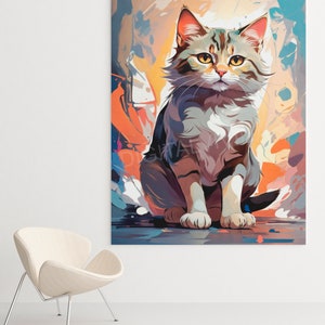 Abstract Expressionism Cat | Digital Art Print | Cat Wall Art ...
