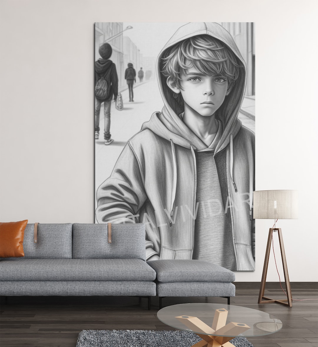 Cool Boy Pencil Drawing Art | Black & White Digital Art Print | Boy ...