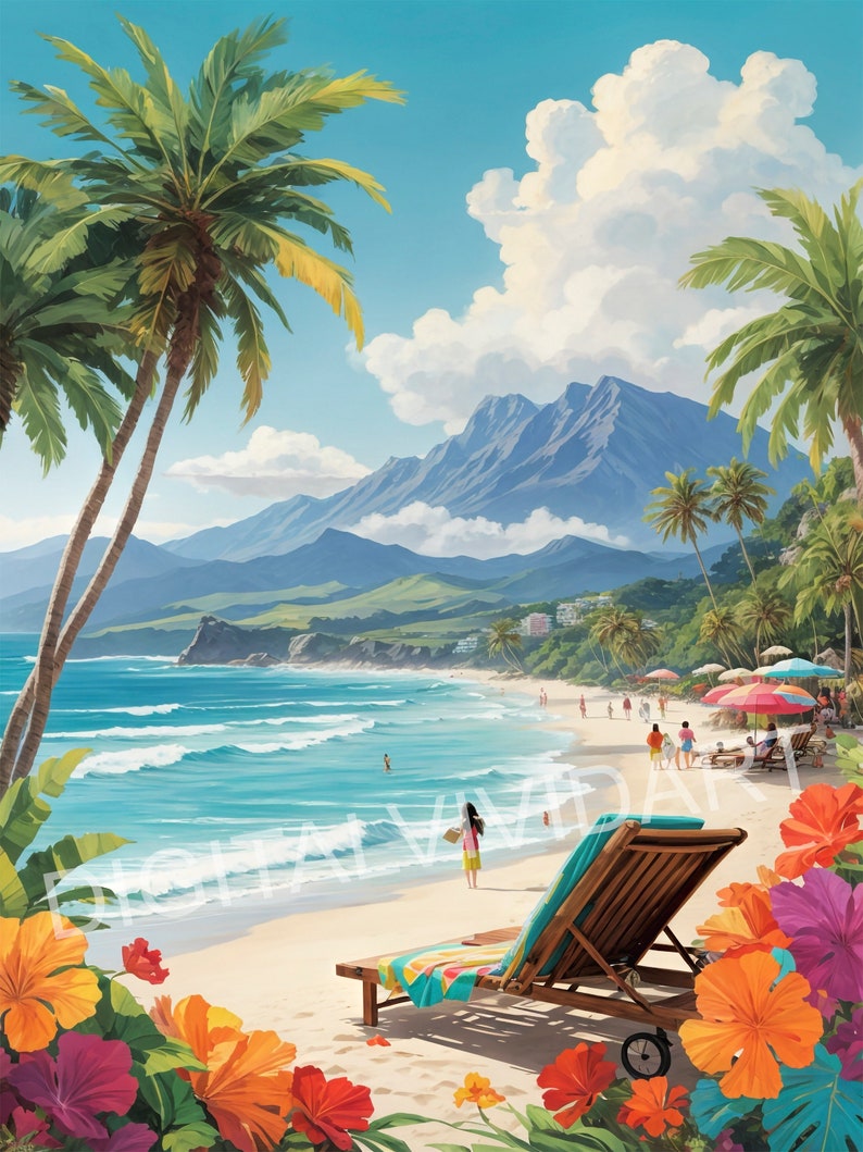 Beach Digital Art Print | Beach Wall Art | Beach Wall Décor | Beach ...