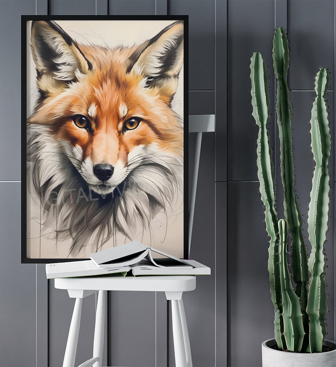 Fox Digital Wall Art | Abstract Fox Art Painting | Fox Home Decor ...