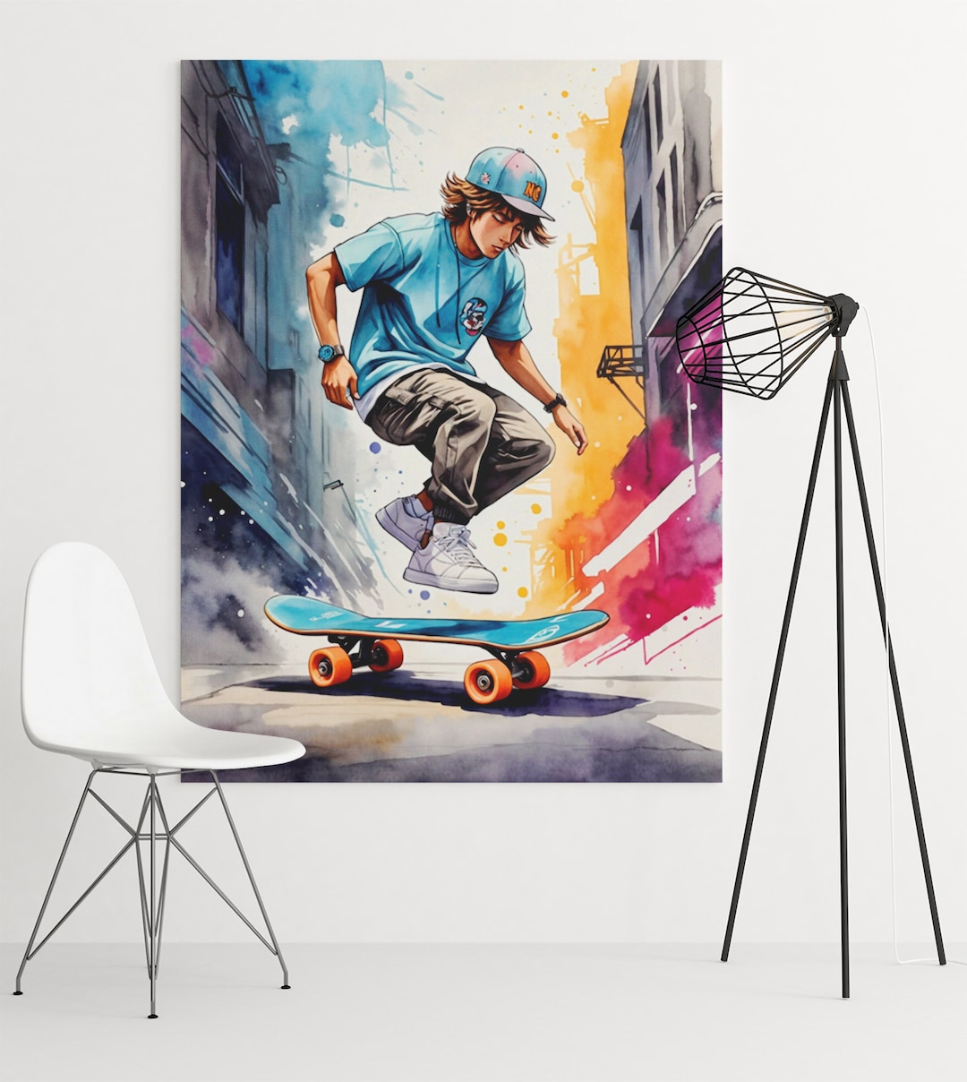Skateboard Digital Print Art | Skateboarder Wall Art | Street Art ...